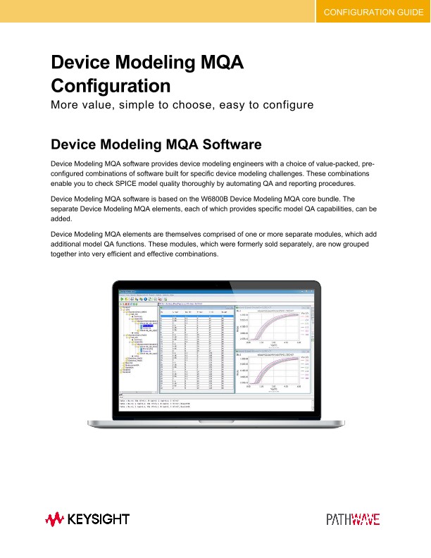 PathWave Model QA (MQA) Configuration PDF Asset Page | Keysight